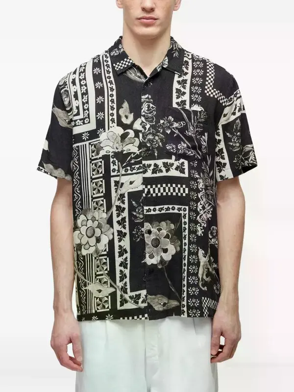 OSKLEN Patchwork Floral-pattern Shirt - Black