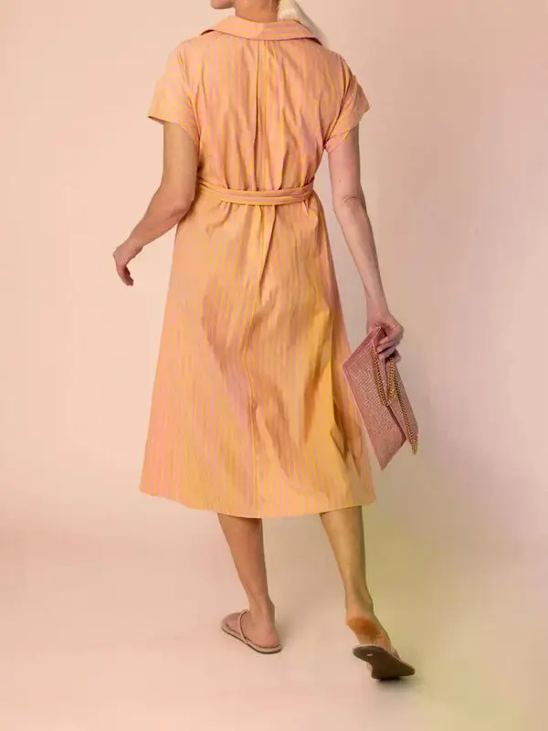 Aspesi Pinstripe Cotton Shirtdress - Orange