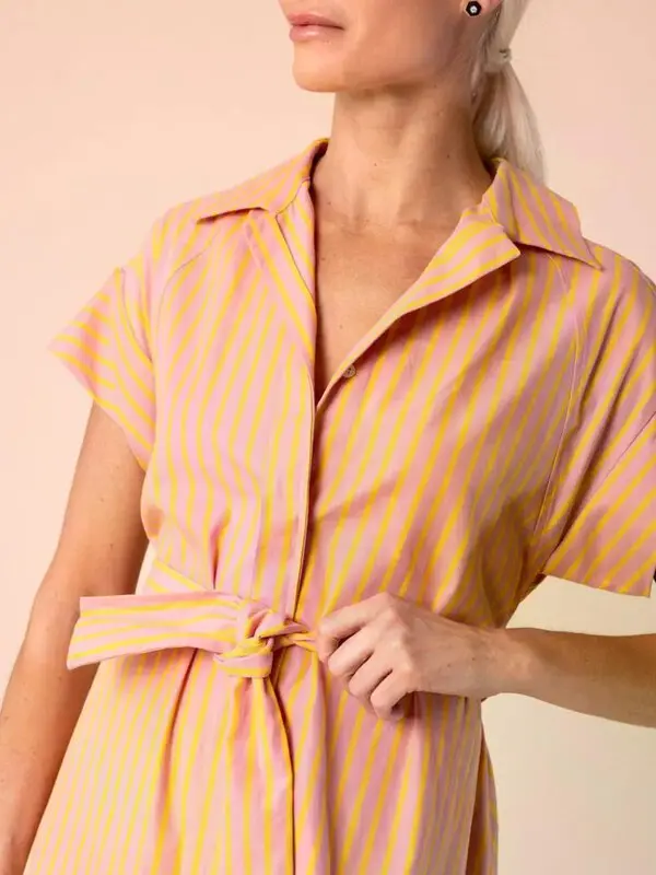 Aspesi Pinstripe Cotton Shirtdress - Orange