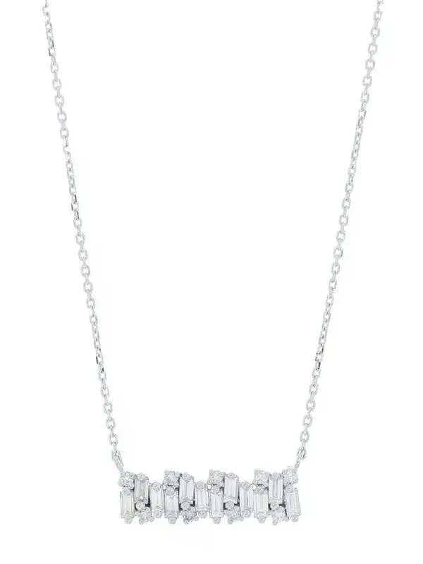 SUZANNE KALAN 18kt Gold Diamond Bar Necklace - White