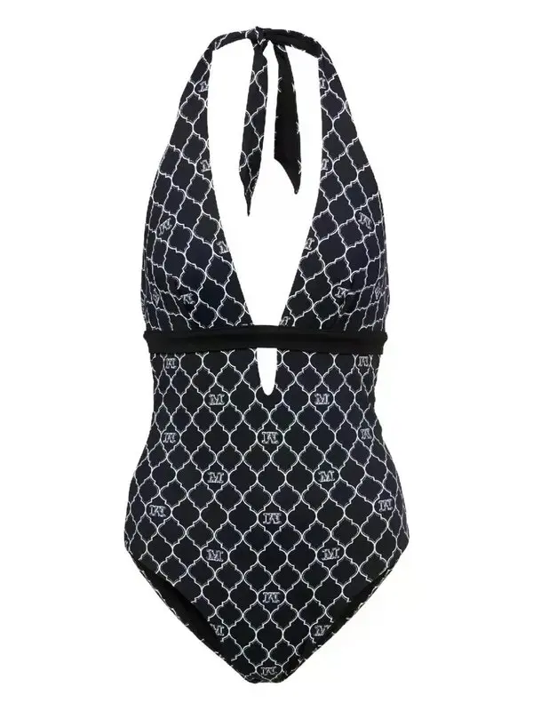 Max Mara Monogram Print Swimsuit - Black