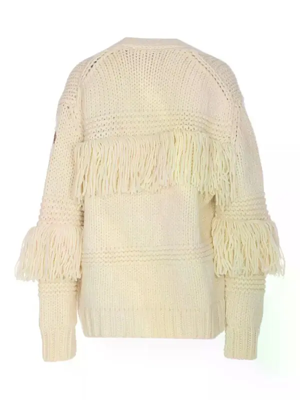 Moncler Fringed V-neck Cardigan - Neutrals