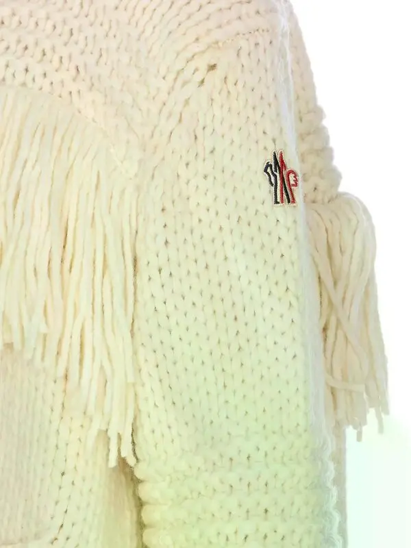 Moncler Fringed V-neck Cardigan - Neutrals