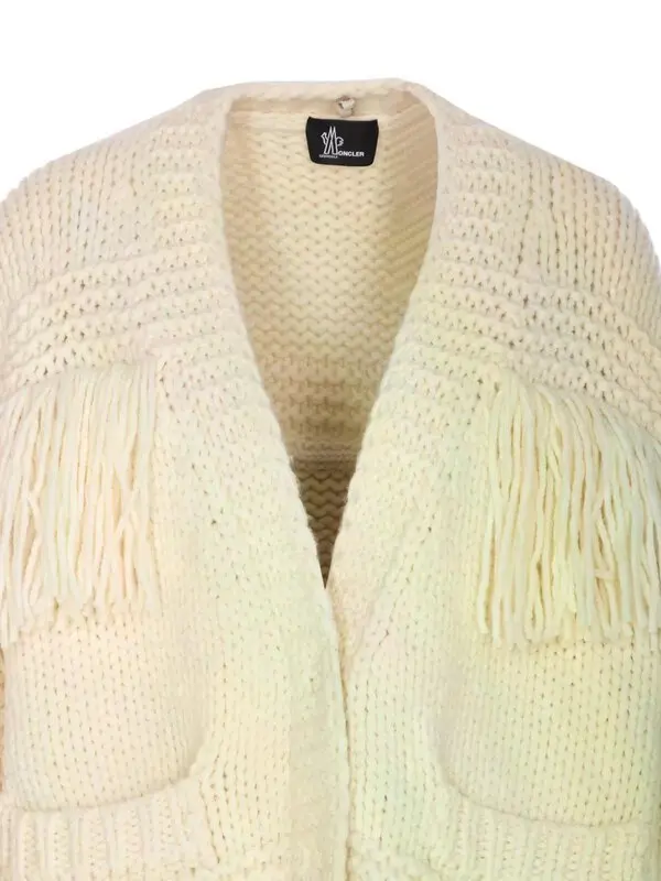 Moncler Fringed V-neck Cardigan - Neutrals