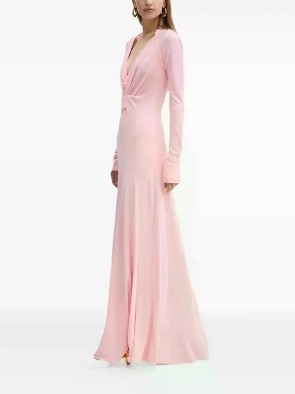 Victoria Beckham Long-Sleeve Twisted Maxi Dress - Pink - 33% Off |  Editorialist