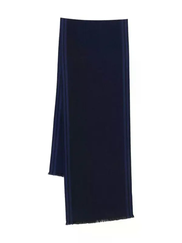 Zegna Striped Frayed Scarf - Blue