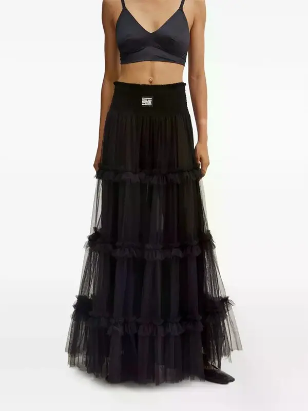 Versace Ruffled Smocked Midi Dress