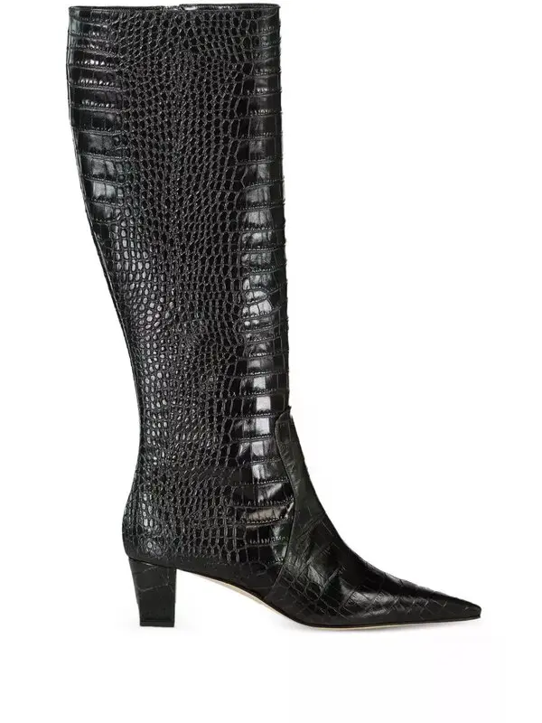 Manolo Blahnik 50mm Penelope Crocodile-effect Boots