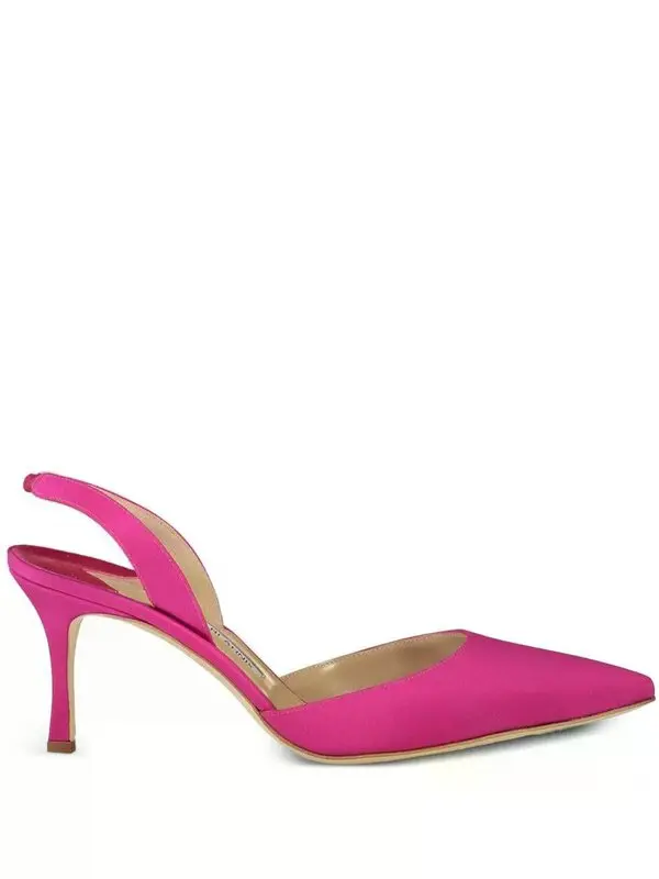 Manolo Blahnik 70mm Carolyne Slingback Satin Pumps - Pink