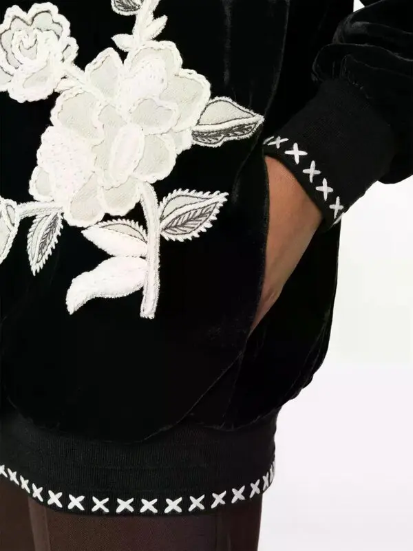 GOLDEN GOOSE Journey Embroidered Velvet Jacket Cardigan - Black