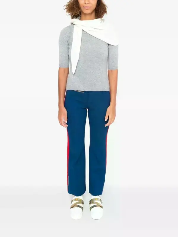 LA ROSE Round-neck Short-sleeve Sweater - Grey