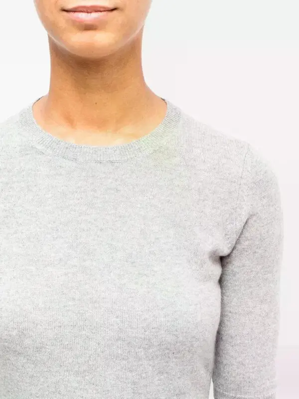 LA ROSE Round-neck Short-sleeve Sweater - Grey