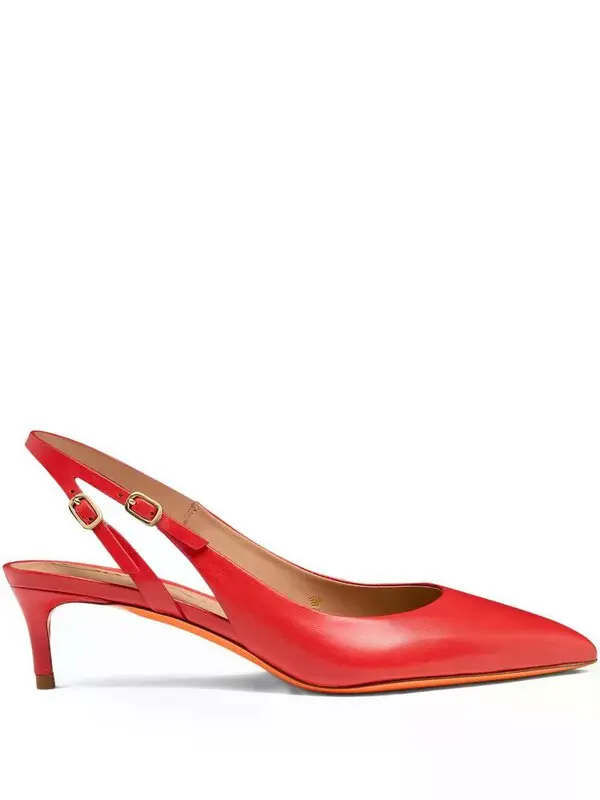 Santoni Buckle Leather Slingback Pumps