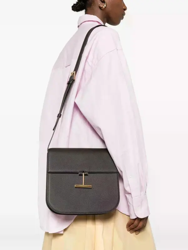 TOM FORD Grain Leather Cross Body Bag - Brown