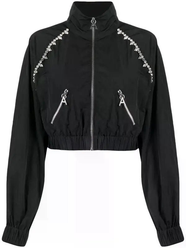 AREA Crystal-embellished Zip-up Jacket