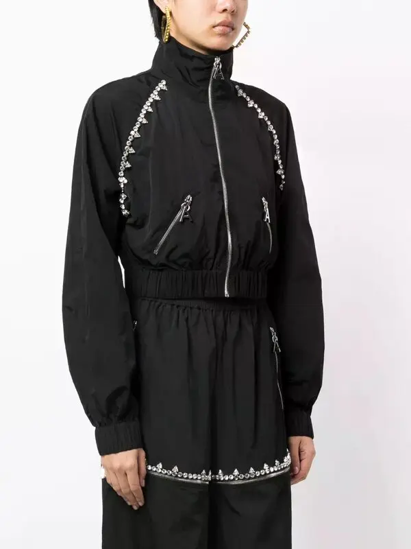 AREA Crystal-embellished Zip-up Jacket