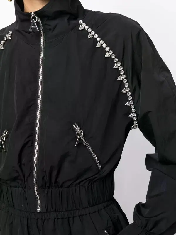 AREA Crystal-embellished Zip-up Jacket