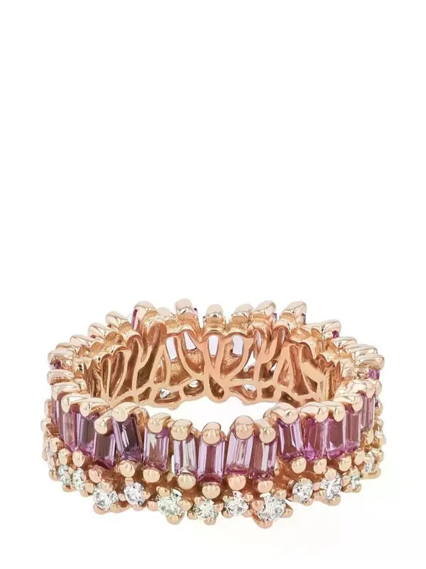SUZANNE KALAN 18kt Rose Gold Diamond And Sapphire Fireworks Eternity Ring - Pink