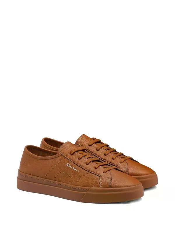 Santoni Tumbled Leather Sneakers
