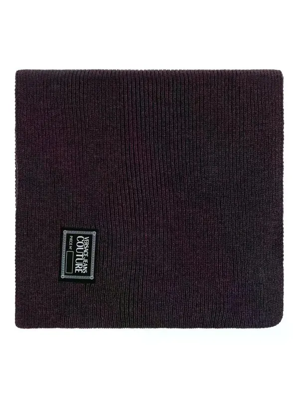 Versace Ribbed Logo-patch Scarf - Purple