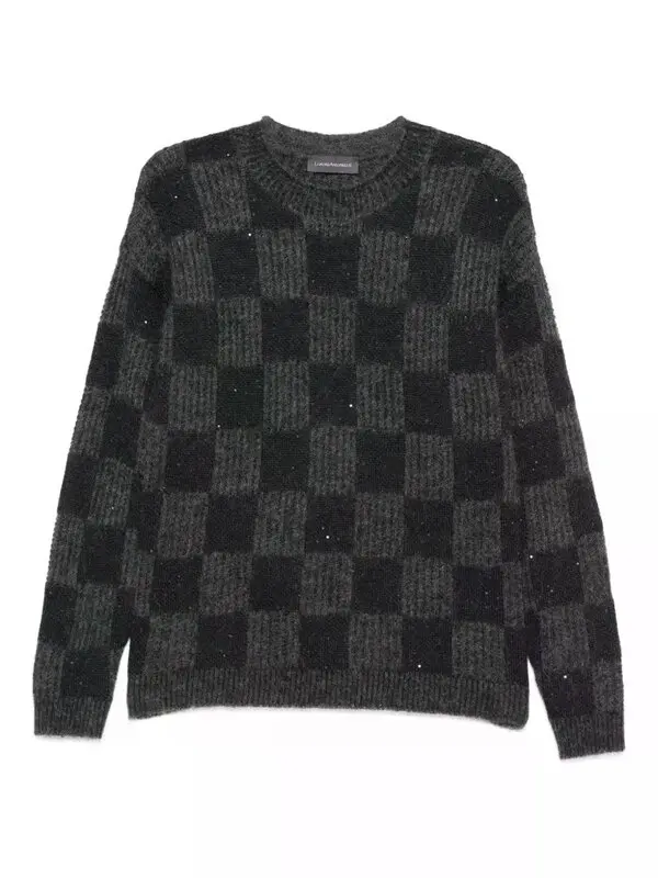 Lorena Antoniazzi Sequin-embellished Check Sweater - Black