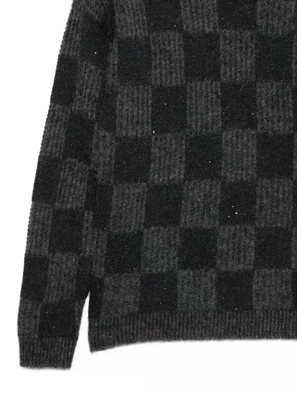 Lorena Antoniazzi Sequin-embellished Check Sweater - Black
