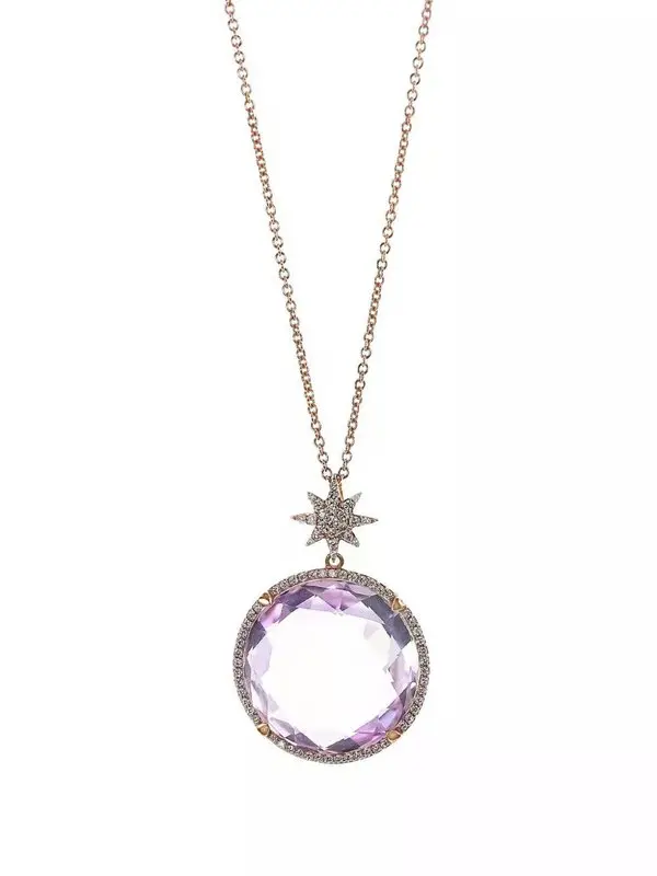 LISA NIK 18kt Rose Gold Star Bail Amethyst Necklace - Pink
