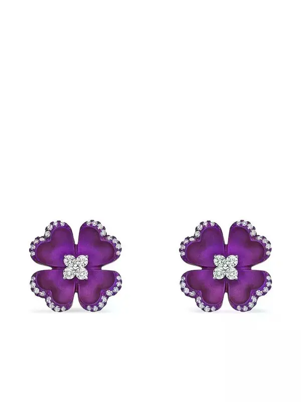 SABOO FINE JEWELS Titanium Diamond Flower Earrings - Silver