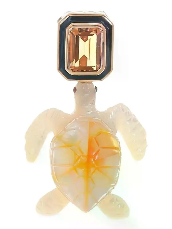 DEZSO 18kt Rose Gold Turtle Citrine Pendant Necklace - Pink