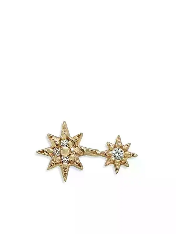 Anzie 14k Yellow Aztec North Star Double Diamond Stud Earring - Gold
