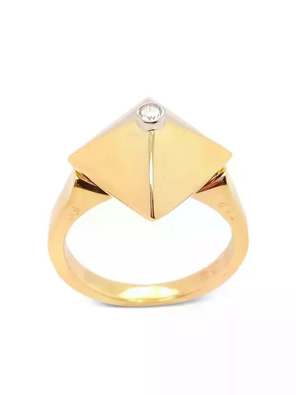 Brooks Brothers 18k Gold Mini Accent Pyramid Ring - Yellow