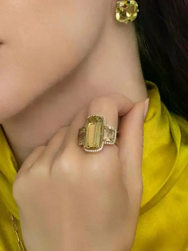 Goshwara 18kt Gold Gossip Lemon Quartz Earrings - Yellow