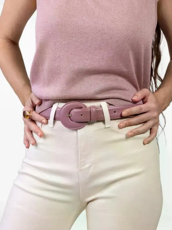 Eleventy Circular-buckle Leather Belt