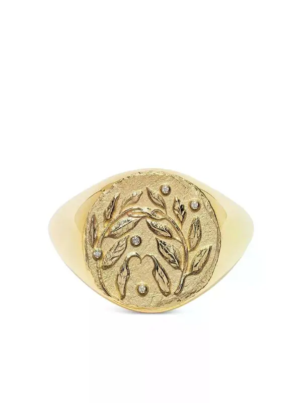 AZLEE 18k Yellow Olive Branch Diamond Ring - Gold