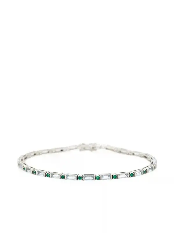 YI COLLECTION Platinum Aquamarine And Emerald Bracelet - Silver