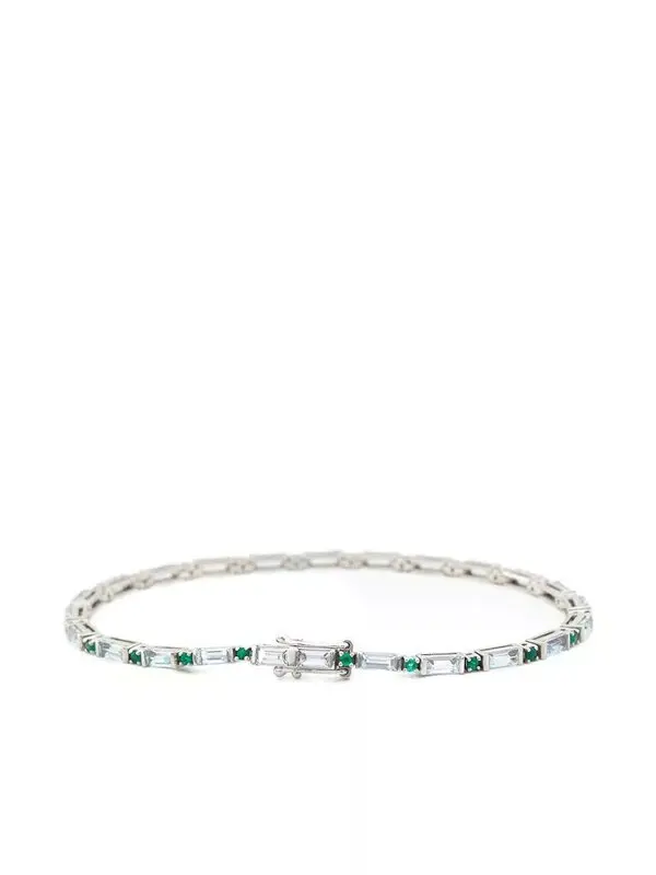 YI COLLECTION Platinum Aquamarine And Emerald Bracelet