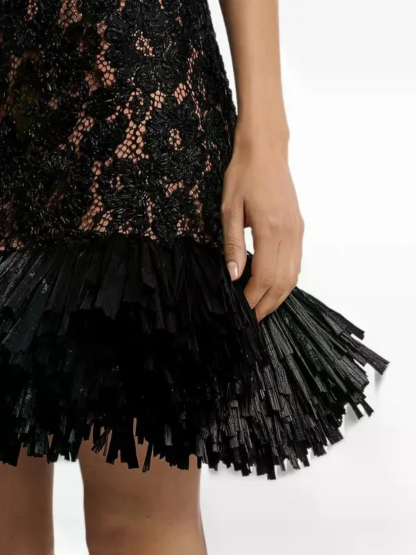 Michael Kors Floral-embroidered Mini Dress - Black