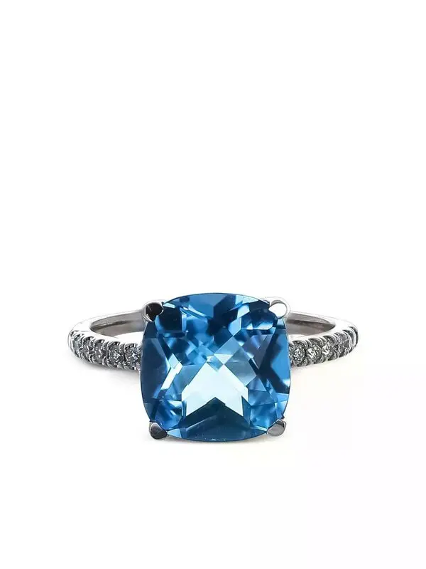 LISA NIK 18kt White Gold Swiss Topaz Ring - Silver