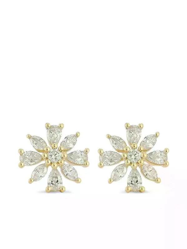 DANA REBECCA DESIGNS 14k Yellow Diamond Alexa Jordyn Flower Stud Earrings - Gold