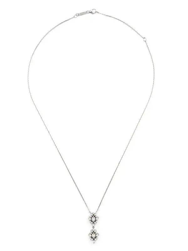 SUZANNE KALAN 18kt White Gold Diamond Princess Cut Necklace - Silver
