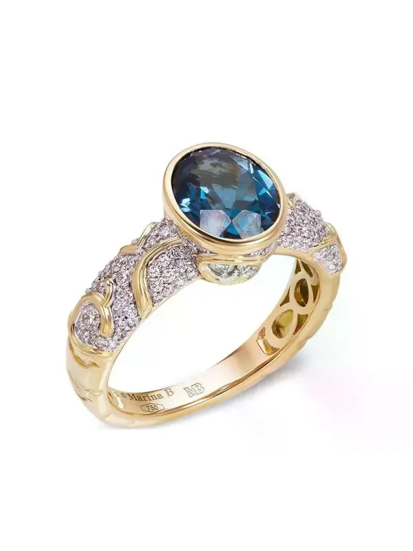 Marina B 18k Yellow Ondine Topaz And Diamond Ring - Gold