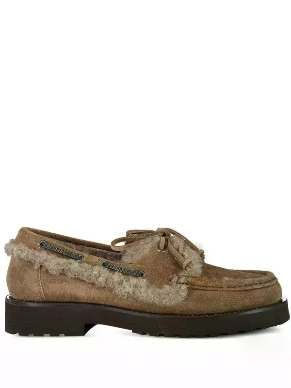 Brunello Cucinelli Fleece-trimmed Loafers - Brown
