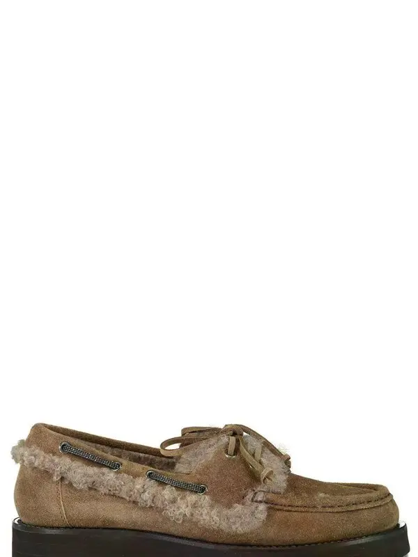 Brunello Cucinelli Fleece-trimmed Loafers - Brown