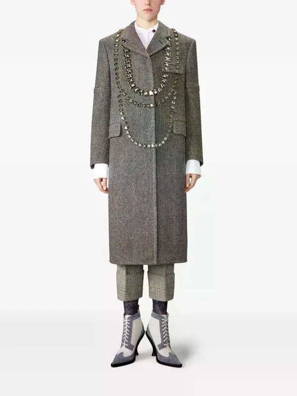 Thom Browne Trompe L'oeil Crystal-embellished Checked Coat