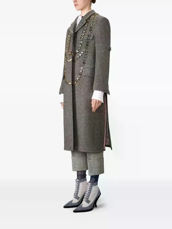 Thom Browne Trompe L'oeil Crystal-embellished Checked Coat