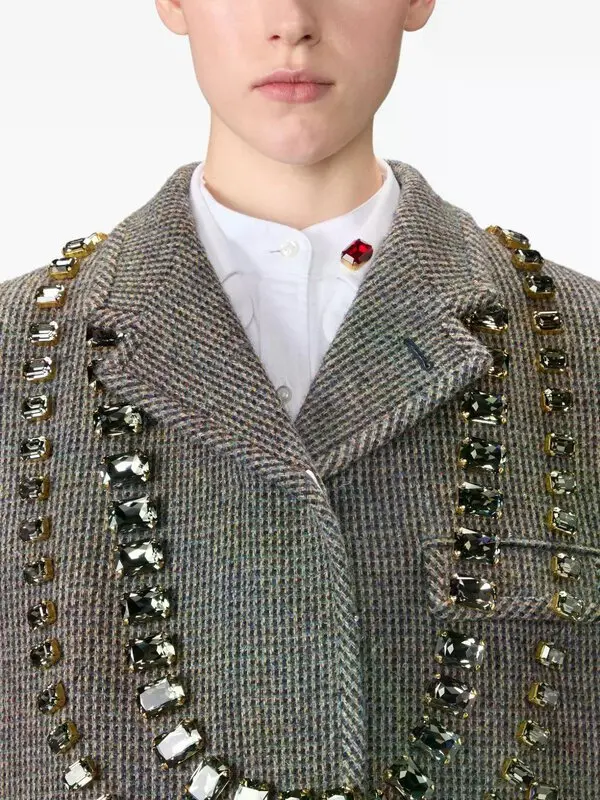 Thom Browne Trompe L'oeil Crystal-embellished Checked Coat