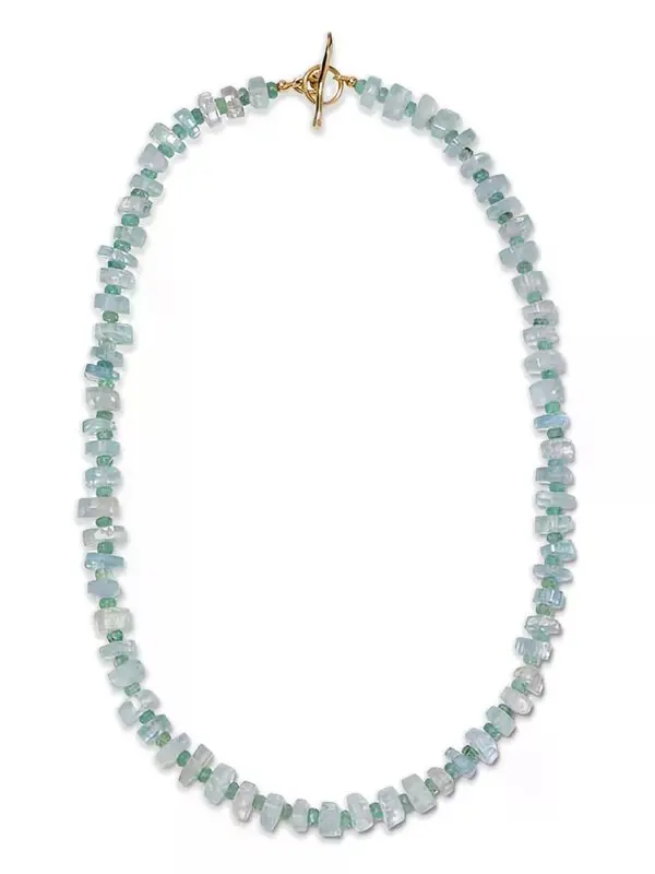 LIZZIE FORTUNATO 14kt Yellow Gold Aquamarine Beaded Necklace - Blue