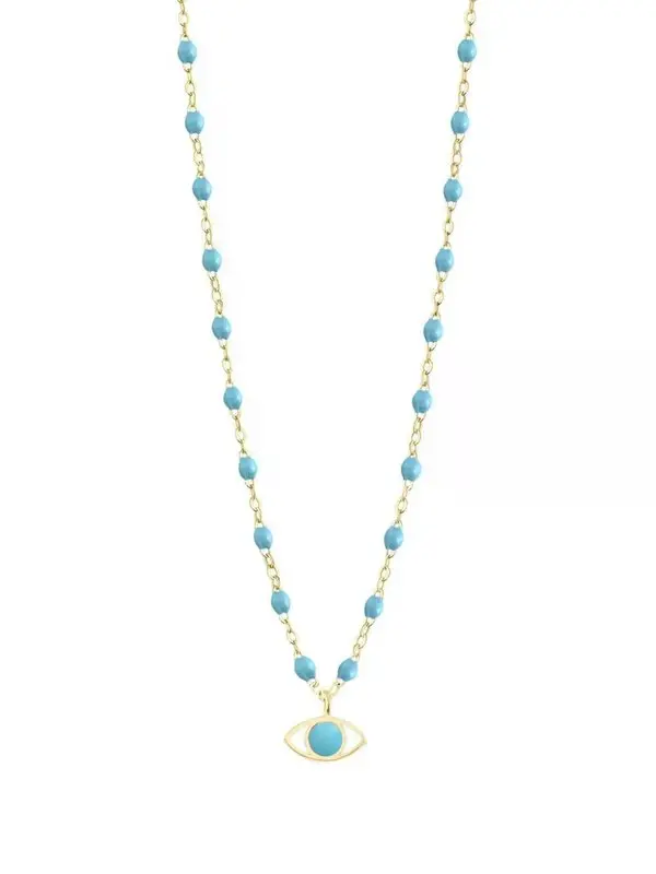 Gigi Clozeau 18k Yellow Beaded Necklace With Enamel Eye Pendant - Gold