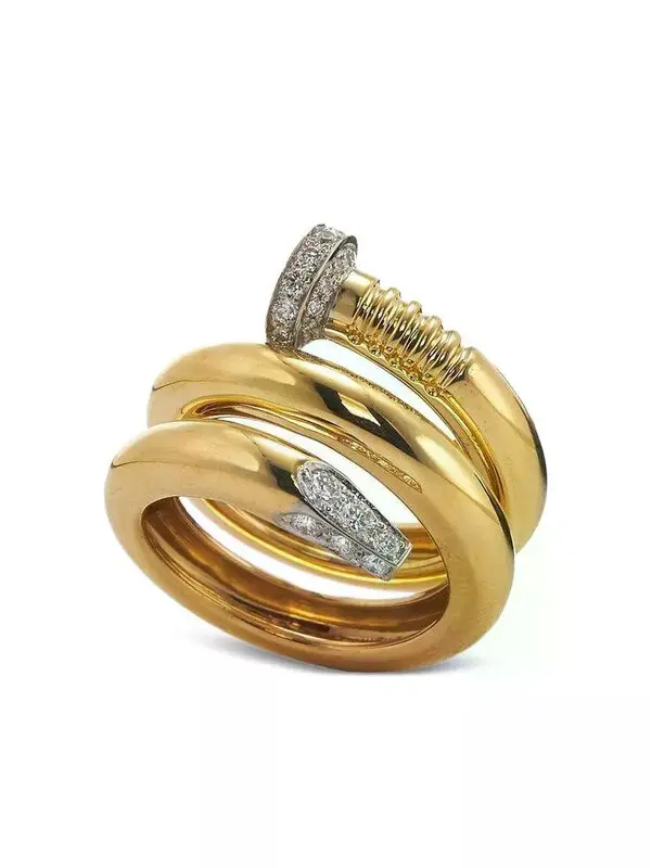 David Webb 18k Yellow Diamond Nail Ring - Gold