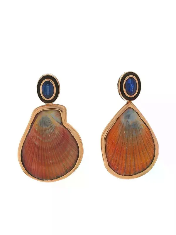 DEZSO 18k Rose Kyanite Clam Earrings - Gold